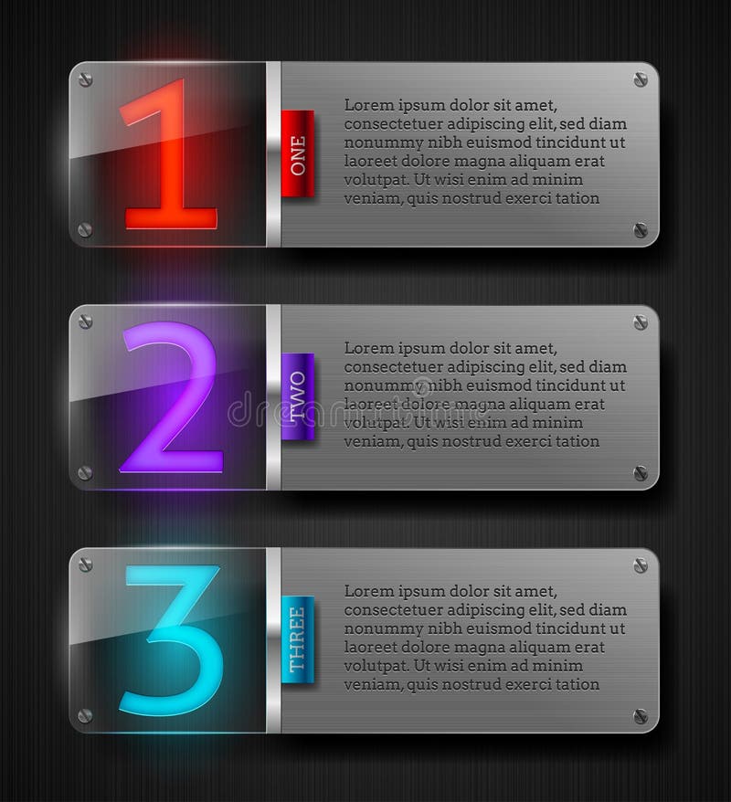 Textured Metal Banners with Luminous Numbers Stock Vector ...