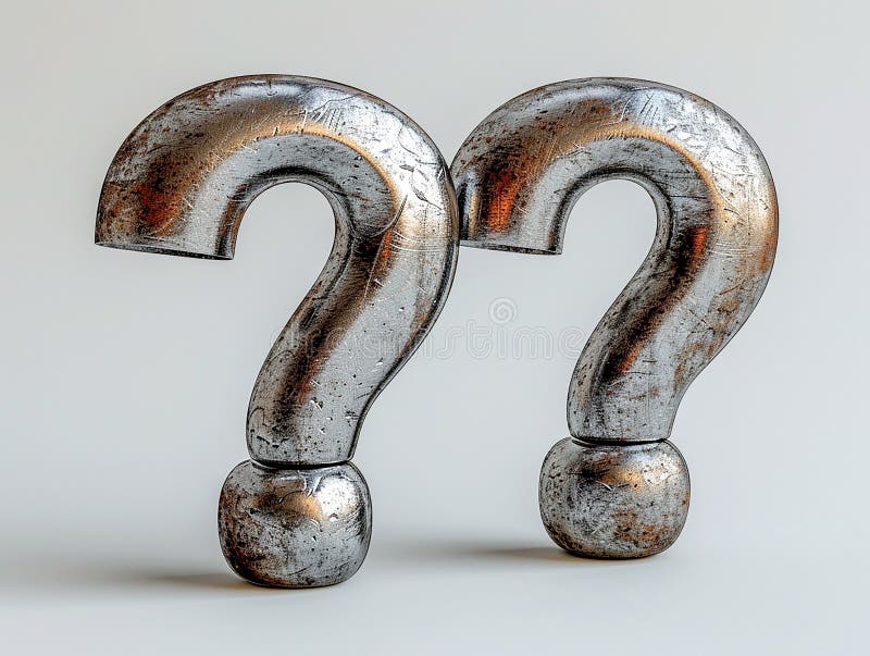 Textured Metal 3D Question Mark on a Light Background Stock ...