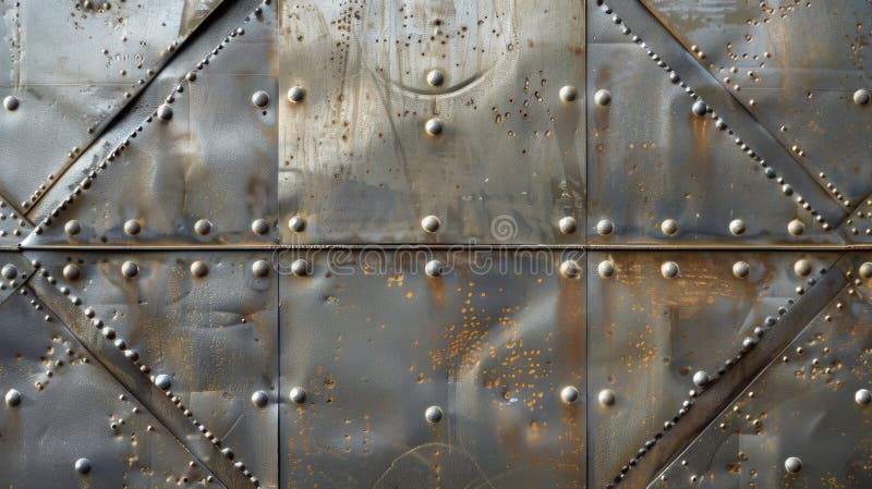 Textured Metal Surface with a Diamond Pattern, Embellished with Rivets ...