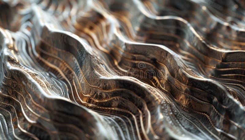 Close-up of Textured Metal Surface with Waves and Grooves Under Soft ...