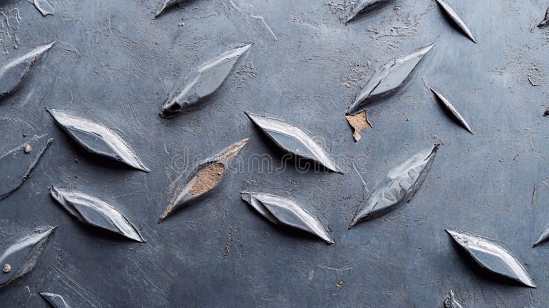 Textured Metal Surface with Raised Diamond Pattern and Small Debris ...