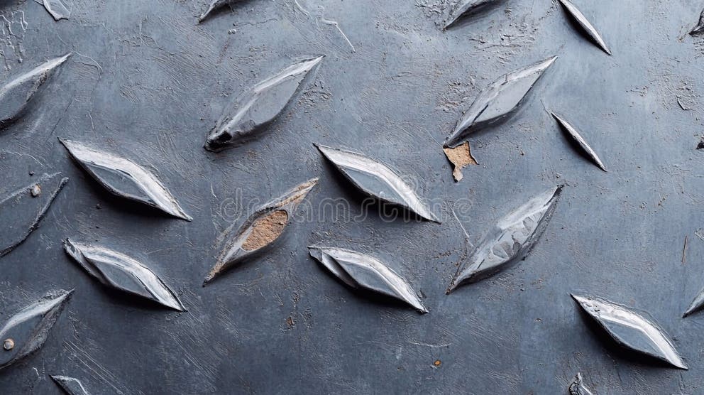 Textured Metal Surface with Raised Diamond Pattern and Small Debris ...