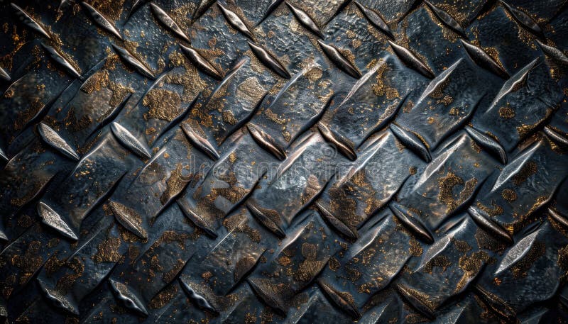 Textured Metal Surface with Rusted, Diamond Pattern in Dim Lighting ...