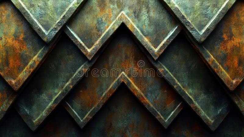 Textured Metal Surface with a Zigzag Pattern, Showcasing Rust and Wear ...