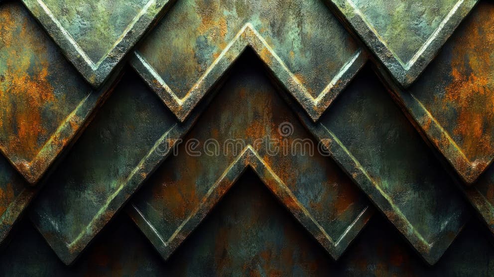 Textured Metal Surface with a Zigzag Pattern, Showcasing Rust and Wear ...