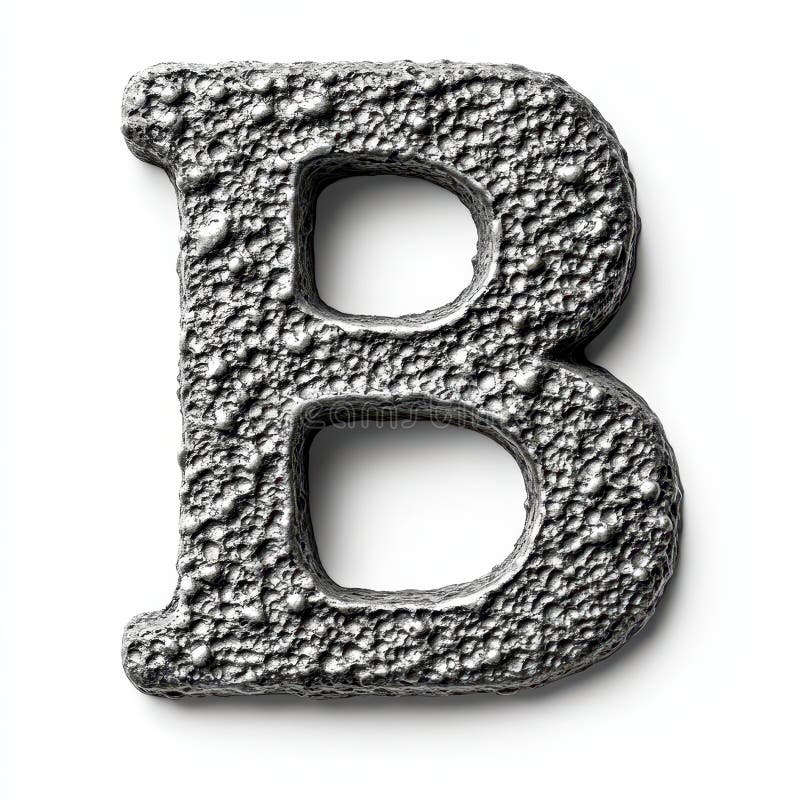 A Textured Metallic Letter "B" Showcasing a Rugged Surface and Bold ...