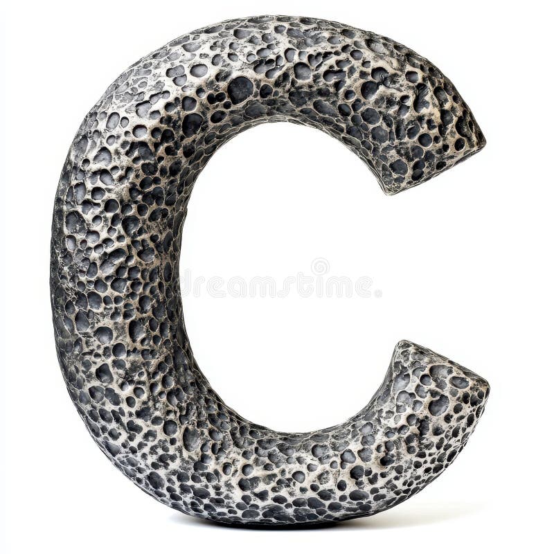 A Textured Metallic Letter "C" with a Unique Surface Design Stock ...