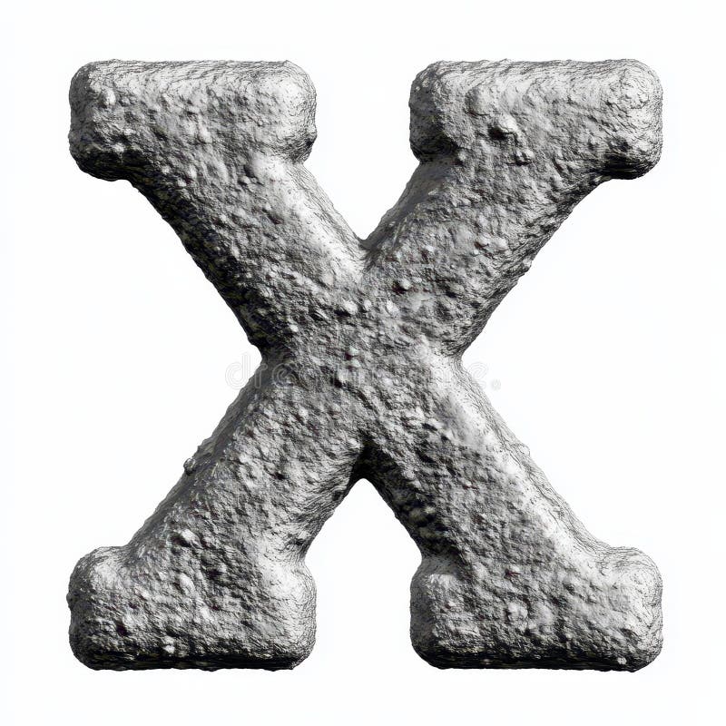 A Textured, Metallic Letter "X" with a Rugged Surface Stock ...