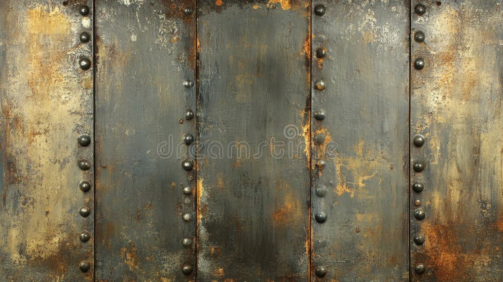 A Textured Metallic Surface with Rust and Rivets, Suggesting an ...
