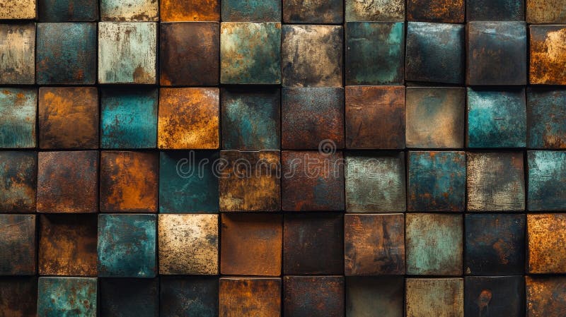 A Textured Metallic Wall with a Rustic Feel, Featuring Square Panels in ...