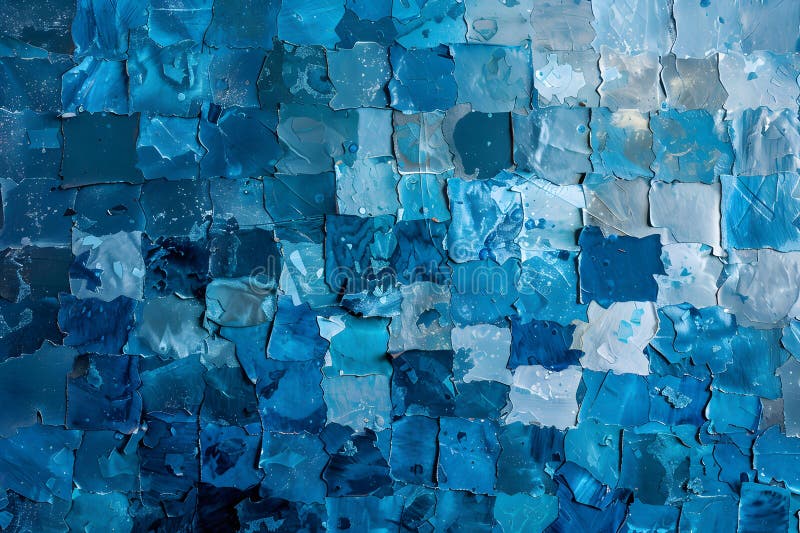 A Textured Mosaic of Blue and Teal Squares, Showcasing Color Variation ...