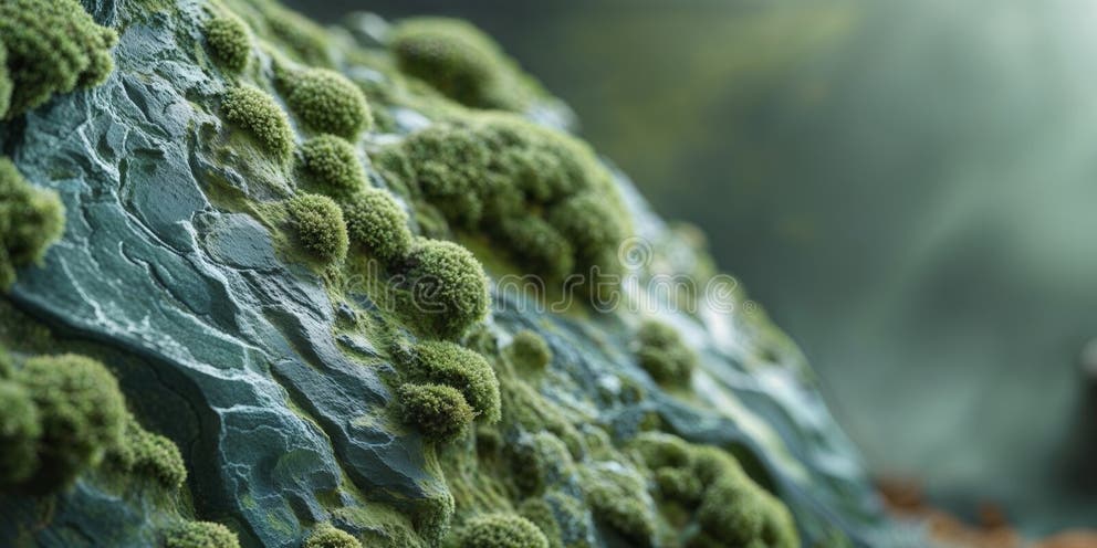 Textured Mossy Stone Surface with an Olive and Slate Gradient ...