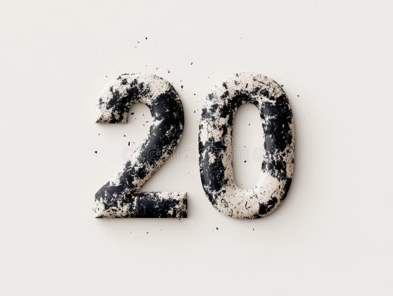 Textured Number 20, Black and White Dust Pattern Stock Illustration ...