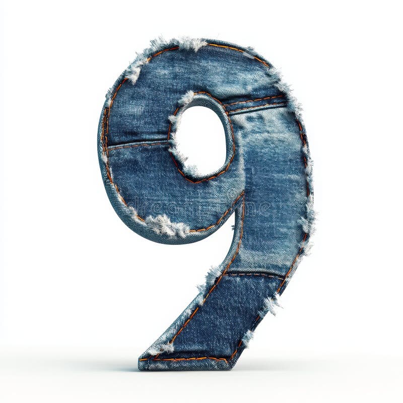 A Textured Number 9 Made of Denim Fabric, Showcasing a Creative Design ...