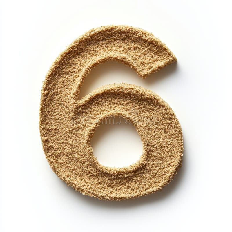 A Textured Number Six Made of Sand-like Material, Showcasing a Creative ...