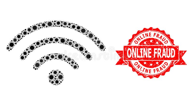 Textured Online Fraud Seal and CoronaVirus Mosaic Wi-Fi Source Stock ... Textured Online Fraud Seal and CoronaVirus Mosaic Wi-Fi Source Stock ...