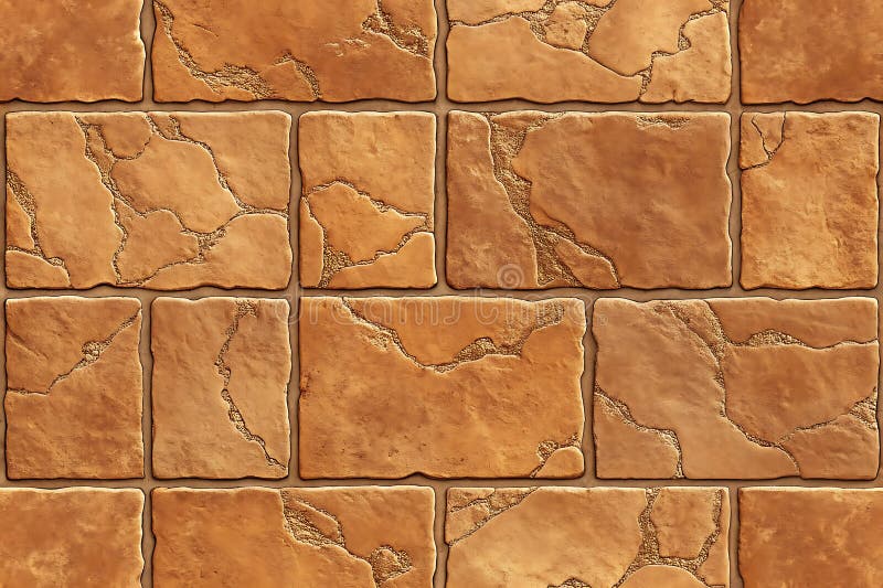 Textured Orange Stone Brick Patterned Wall Background Stock ...