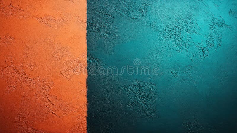 Textured Orange and Teal Painted Wall with Rough Plaster Surface Stock ...