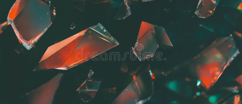 Abstract Overlay of Broken Glass with Geometric Patterns on Black ...