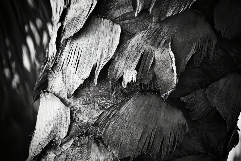 Textured Palm Tree Bark, Rough, Fibrous Layers Creating Vertical Ridges ...