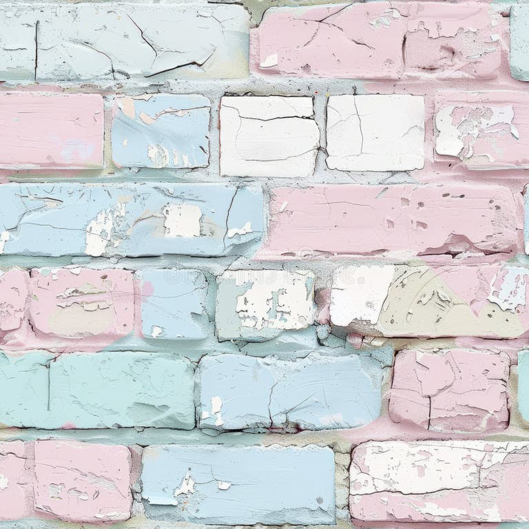 A Textured Pastel-colored Brick Wall. Seamless Pattern Stock Image ...