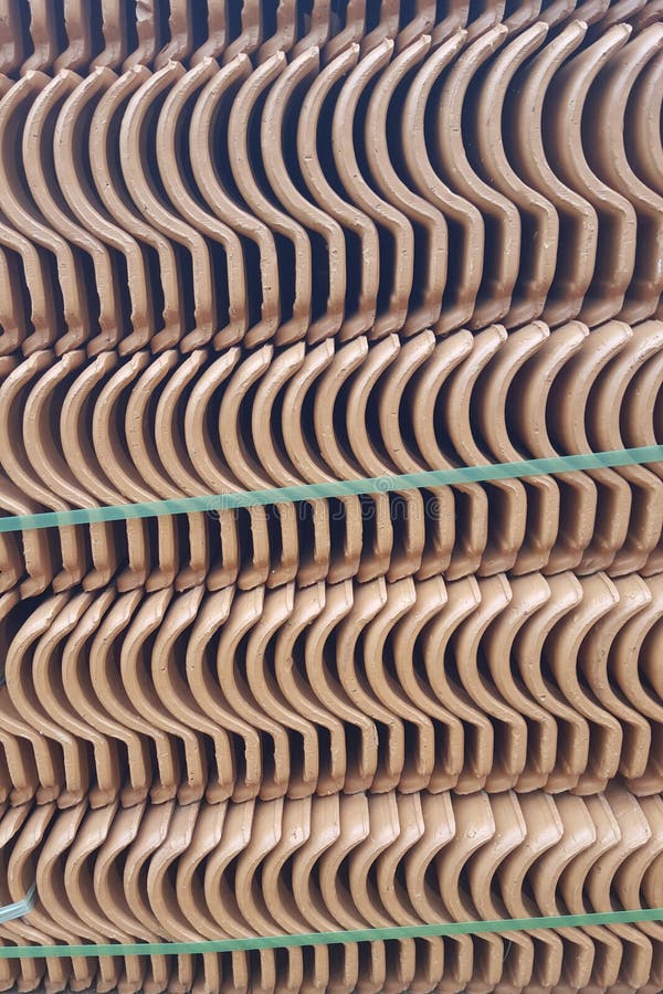 Textured Pattern Formed with Brown Clay Tiles, Stacks Stock Image ...