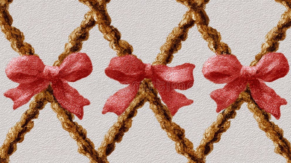 A Textured Pattern of Intertwined Ropes with Pink Bows Arranged in a ...