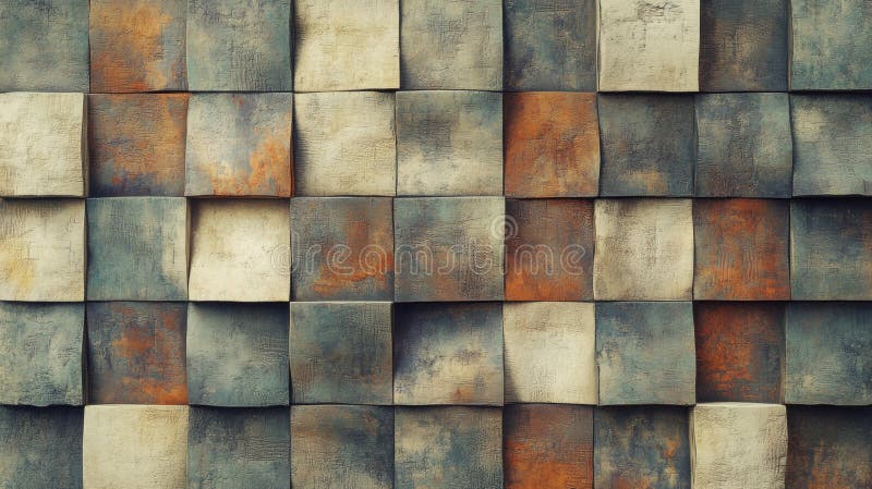 Textured Pattern of Square Tiles in Earth Tones Stock Illustration ...