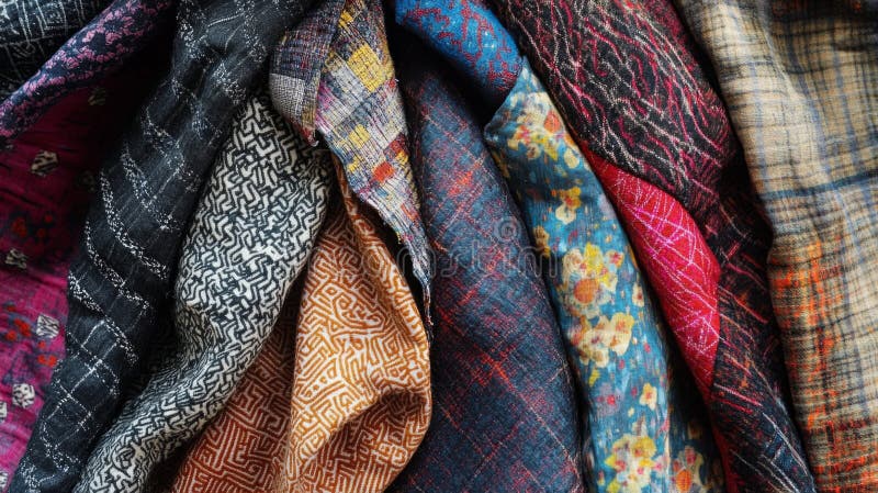 Textured Patterns of Upcycled Fabric Displayed in Vibrant Colors Stock ...