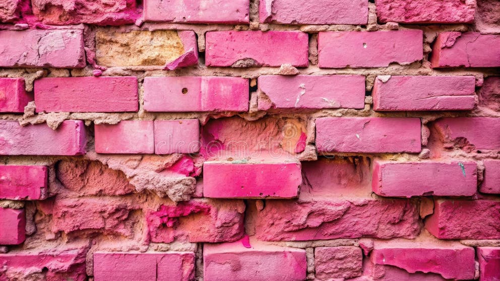 Textured Pink Brick Wall with Deterioration and Missing Mortar ...