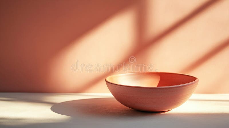 Textured Pink Clay Bowl in Soft Sunlight Stock Illustration ...