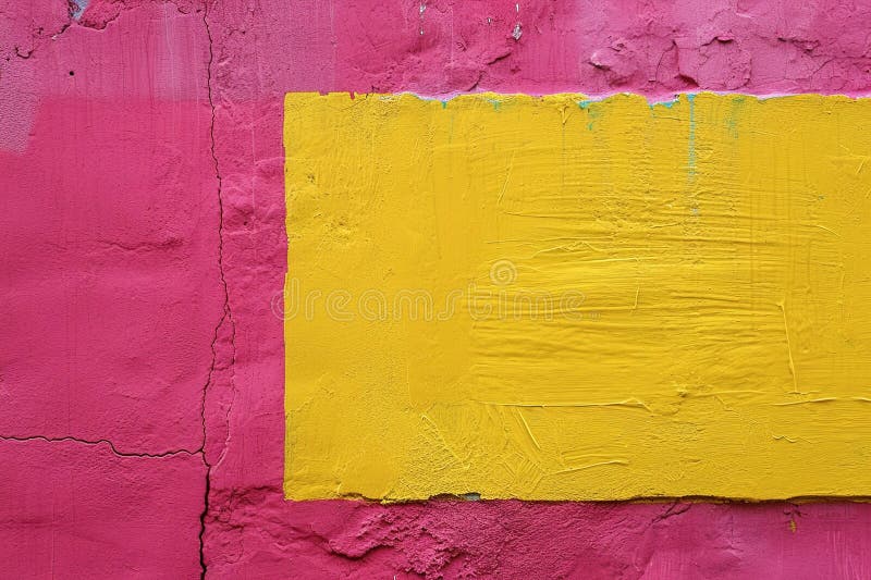A Textured Pink Wall Featuring a Contrasting Yellow Rectangular Paint ...