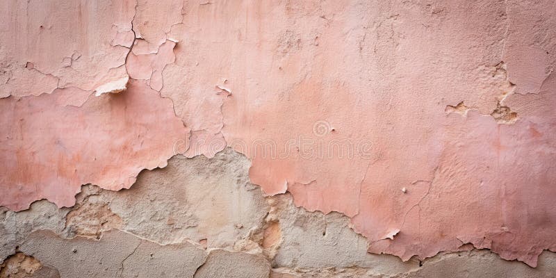 Textured Pink Wall with Flaking Paint and Exposed Plaster. Generative ...