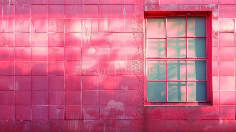 Textured Pink Window Grid on Vibrant Wall in Urban Setting Stock Photo ...