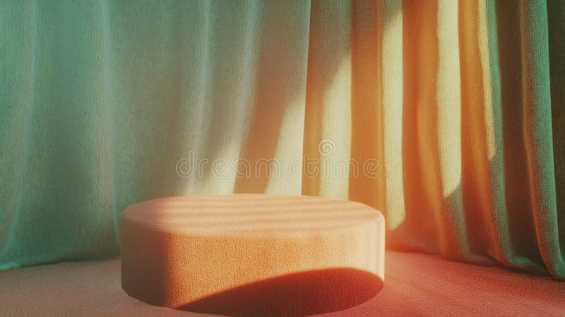 Textured Podium in Colorful Curved Fabric Background for Modern Display ...