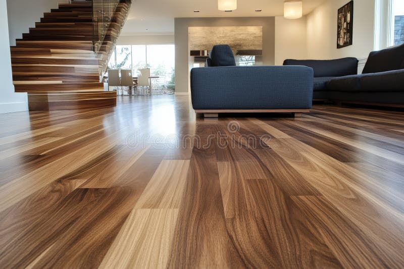 Textured Polished Wood, Deep Walnut Tones with Visible Natural Grain ...