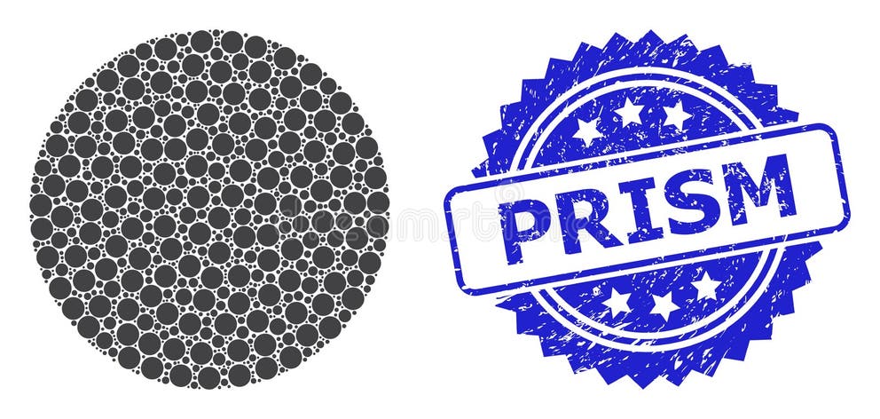 Textured Prism Seal Stamp and Recursion Filled Circle Icon Composition ...