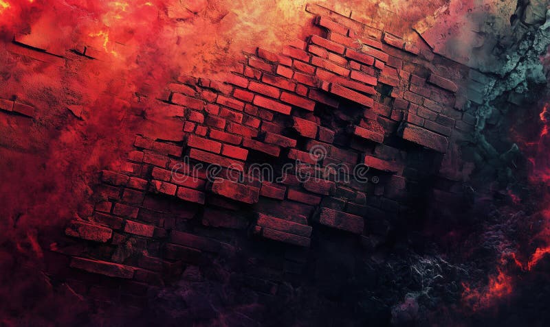 Textured Red and Black Brick Wall Background with Dramatic Lighting ...