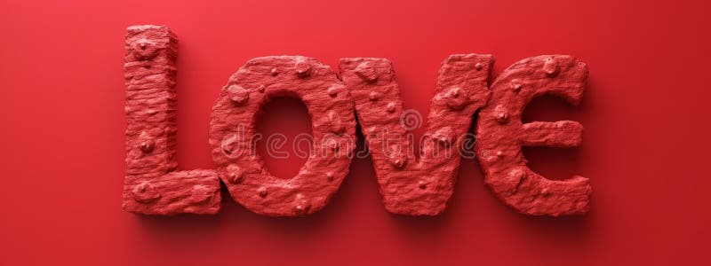 Textured Red Love Sculpture on Red Background Stock Illustration ...
