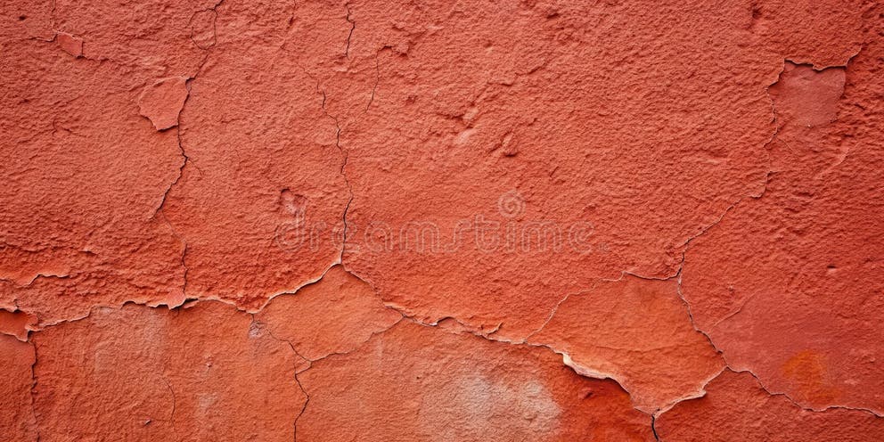 Textured Red Wall with Cracking Paint and Flaking Plaster. Generative ...