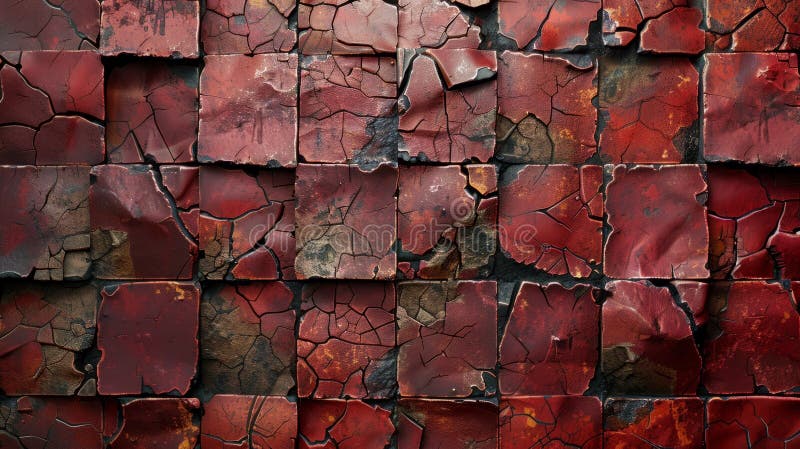 Textured Red Wall Panels with Cracked Surfaces in Natural Light Stock ...