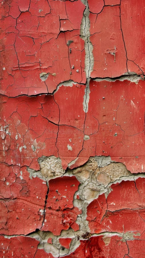 The Textured Red Wall Presents a Vivid Abstract Pattern, Formed by the ...