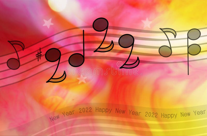 Red and Yellow 2022 Musical Notes Stock Illustration - Illustration of ...