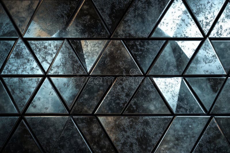 Textured, Reflective Glass Tiles Arranged in a Triangular Pattern Stock ...