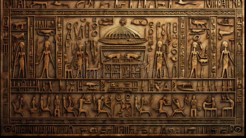 Textured Relief of Ancient Egyptian Hieroglyphic Script Stock ...