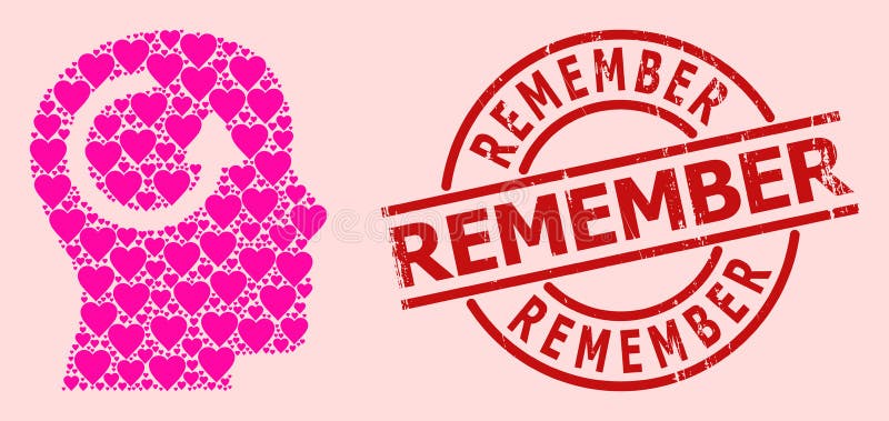 Grunge Remember Stamp Seal and Pink Lovely Remember Mosaic Stock Vector ...
