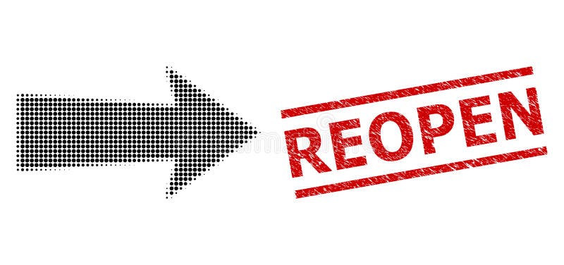 Textured Reopen Stamp and Halftone Dotted Arrow Right Stock Vector ...