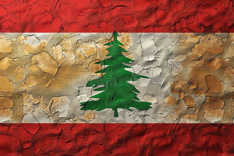 Textured Representation of the Lebanese Flag with Artistic Cracks and ...