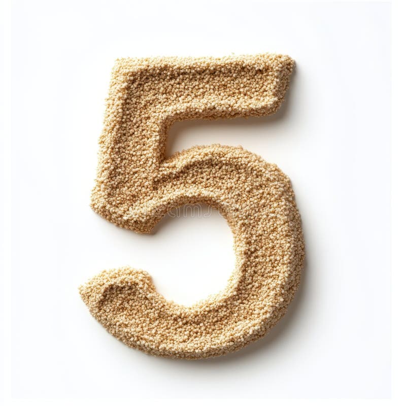 A Textured Representation of the Number Five Made from a Sandy Material ...