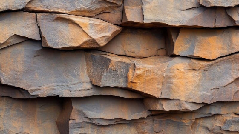 A Textured Rock Face Shows Layered Brown and Gray Stones Stock ...